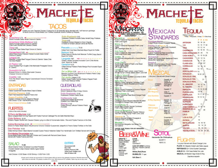 Machete Tequila + Tacos | Menu