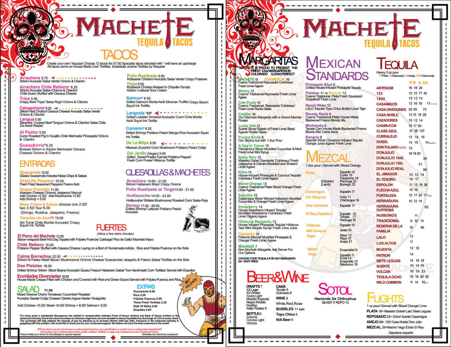 Machete Tequila + Tacos | Menu